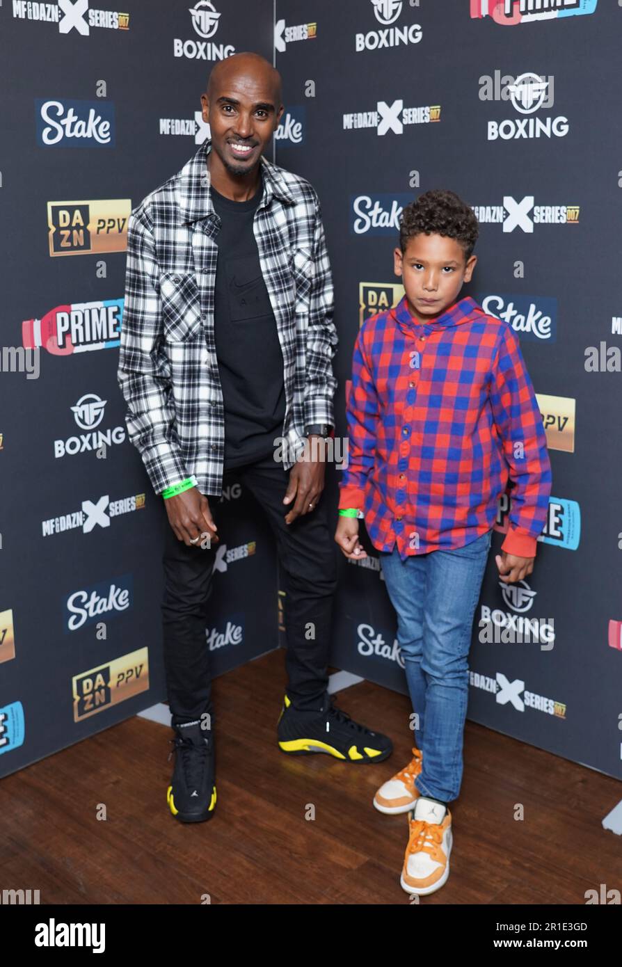 Sir Mo Farah and his son Hussein arriving for the KSI vs Joe Fournier ...