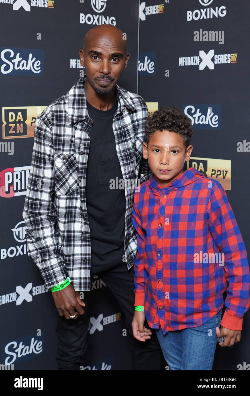 Sir Mo Farah and his son Hussein arriving for the KSI vs Joe Fournier ...
