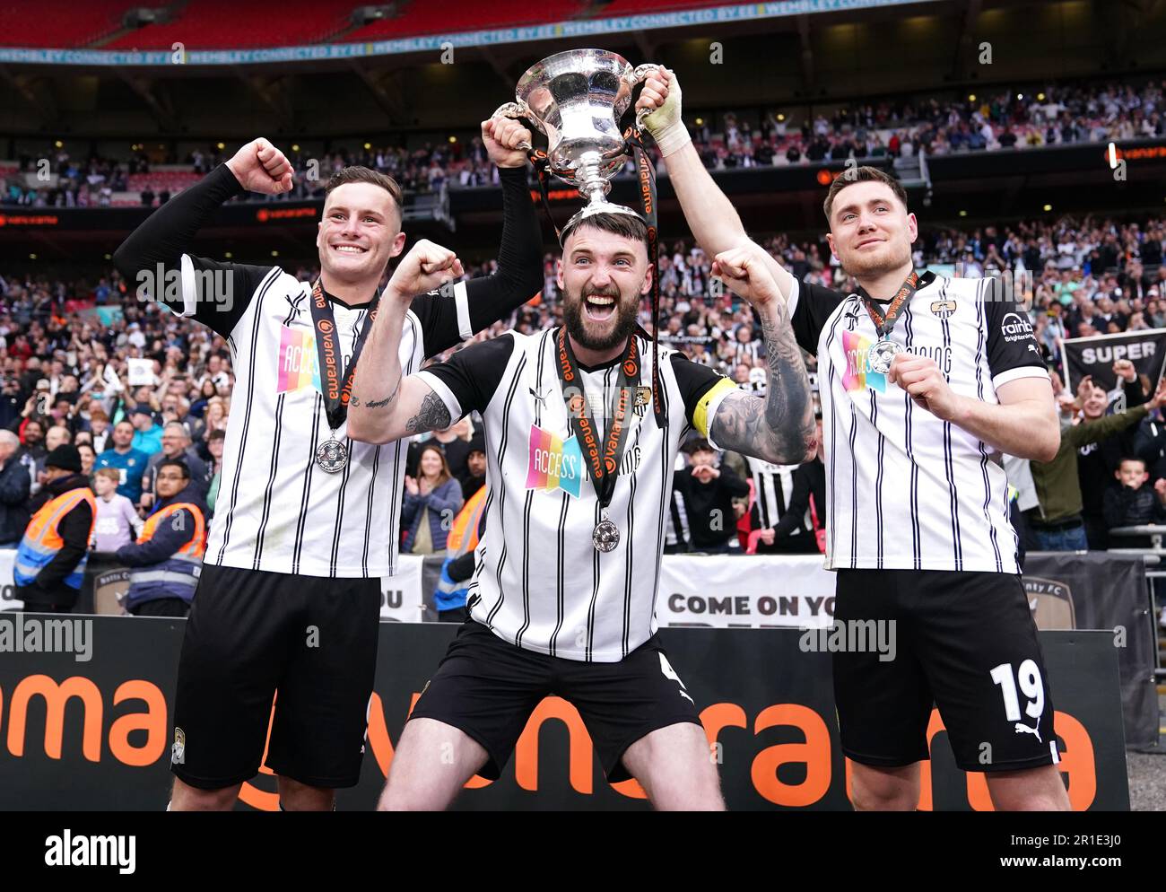 Notts County's Macaulay Langstaff (left), Kyle Cameron (centre) and ...