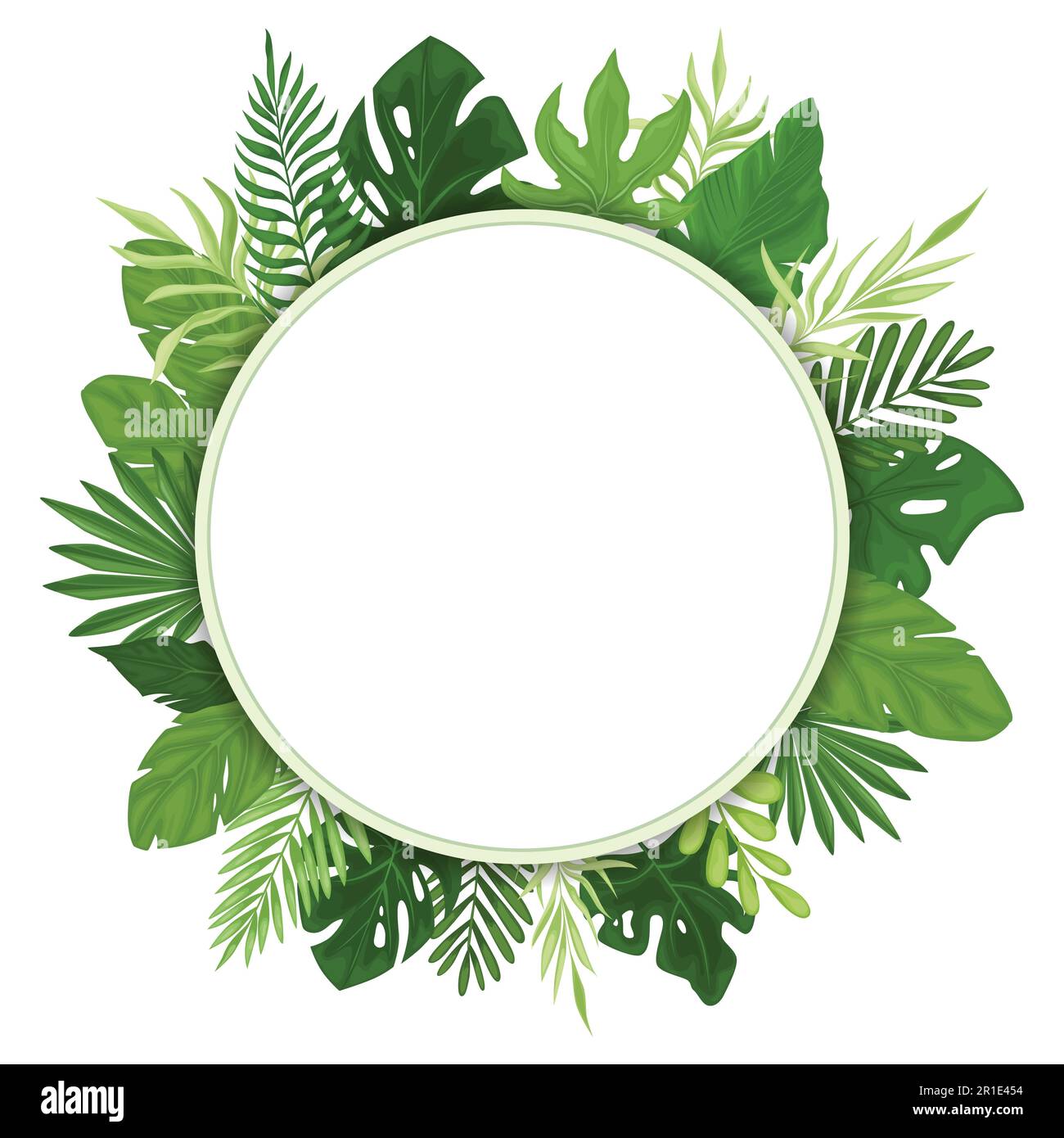 Tropical leaves in a round frame Stock Vector Image & Art - Alamy
