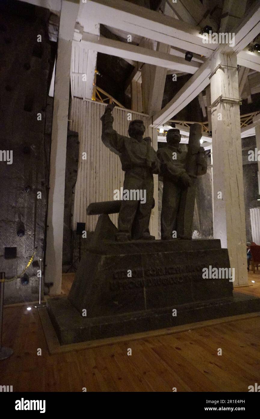 A communist statue carved from salt in Wieliczka Salt Mine, Krakow ...