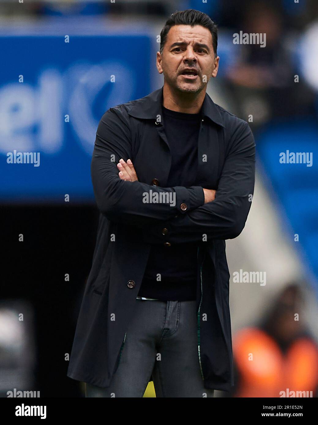 Girona FC head coach Michel Sanchez during the La Liga Santander match between Real Sociedad and ...