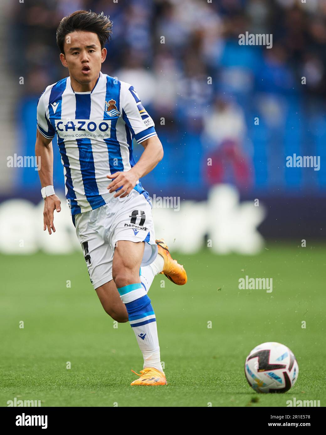 Takefusa Kubo of Real Sociedad in action during the La Liga Santander ...