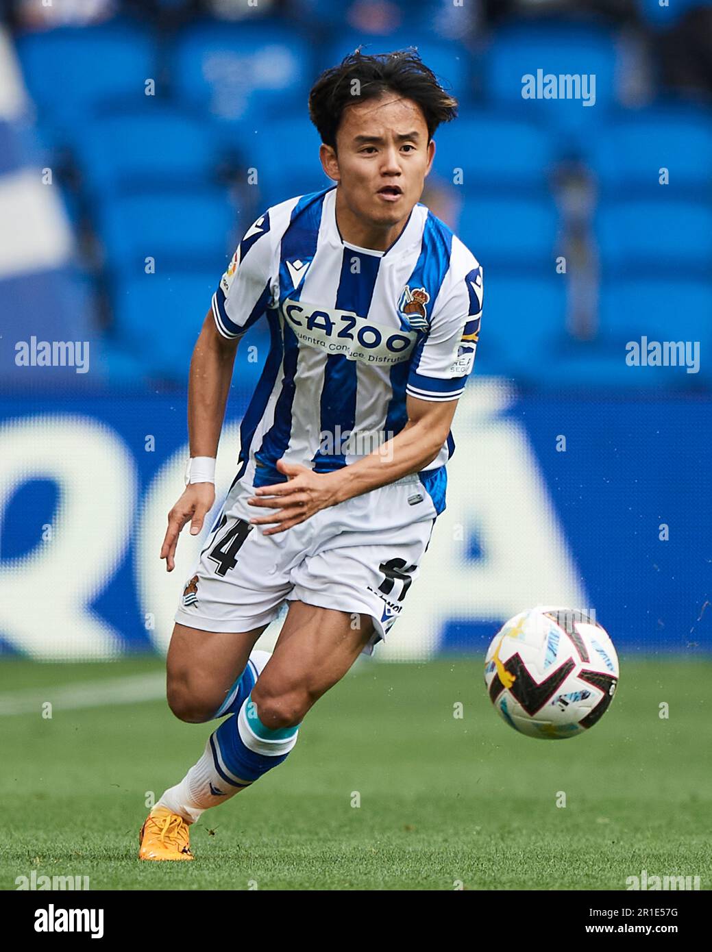 Takefusa Kubo of Real Sociedad in action during the La Liga Santander ...