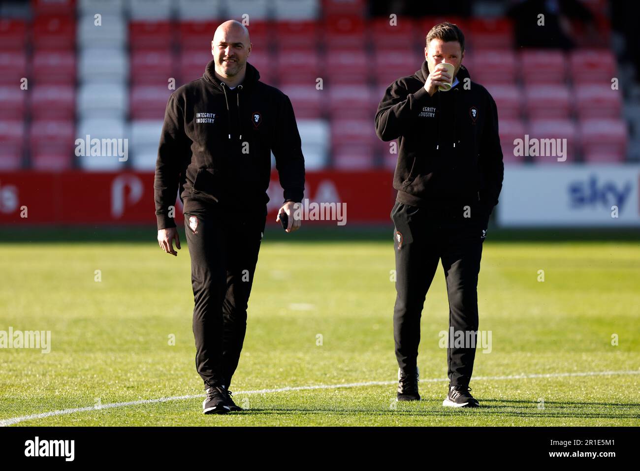 Salford City manager Neil Wood (left) and assistant manager Simon Wiles ...