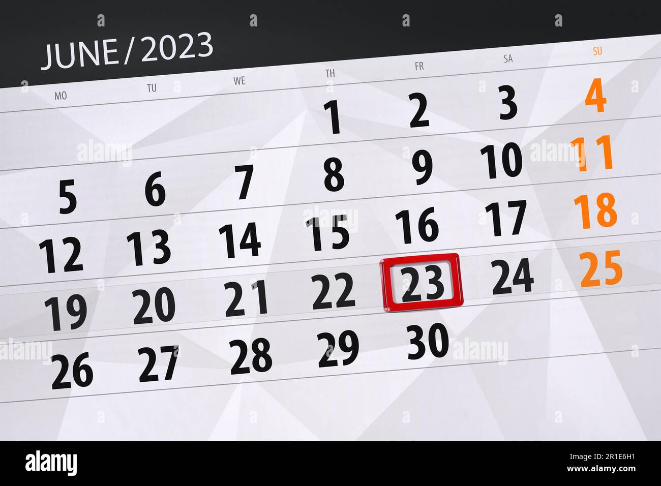 Calendar 2023, deadline, day, month, page, organizer, date, June ...