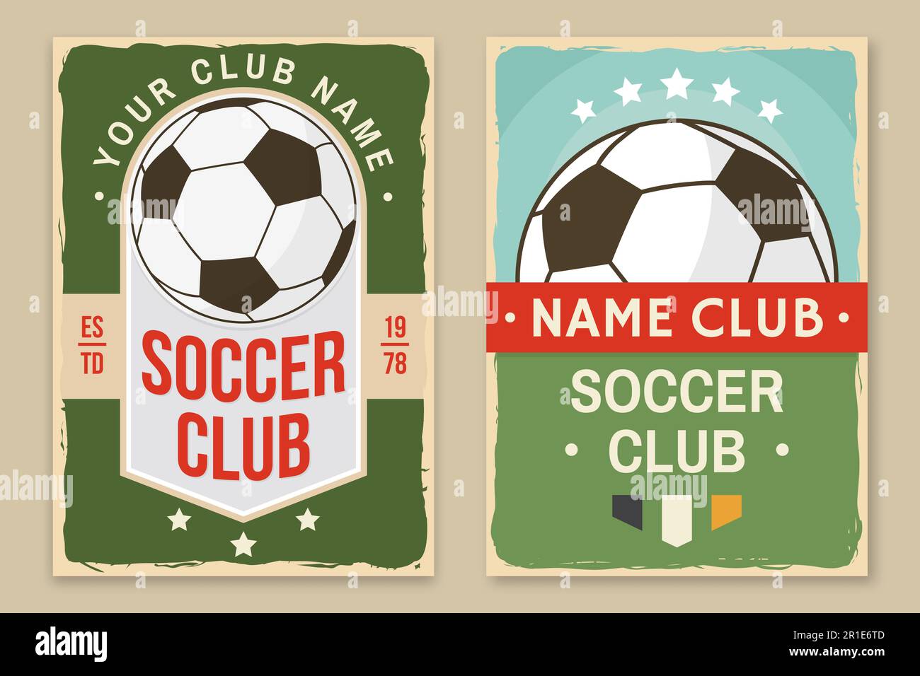Set of soccer, football club retro poster, banner design. Vector ...