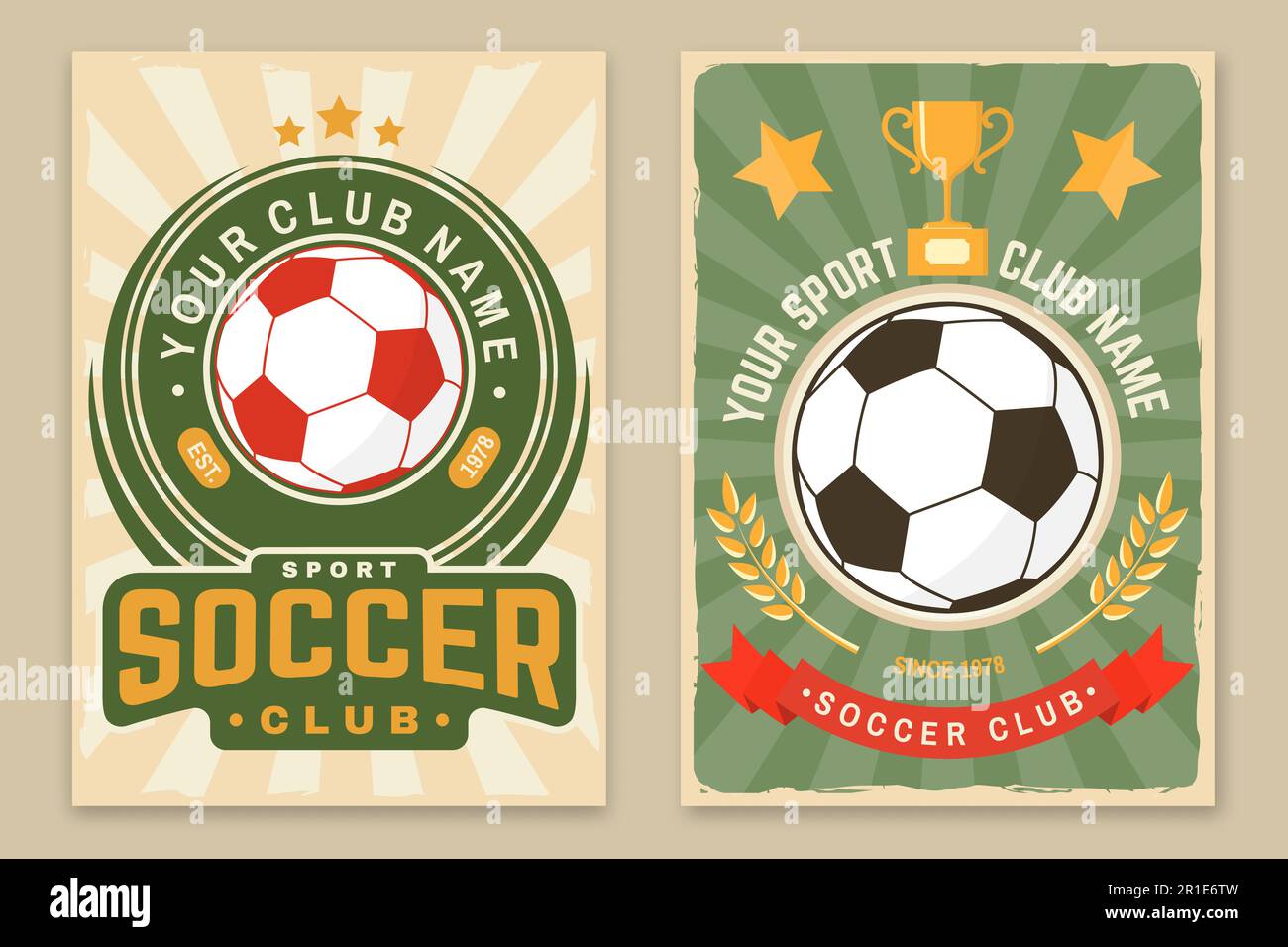 Set of soccer, football club retro poster, banner design. Vector ...