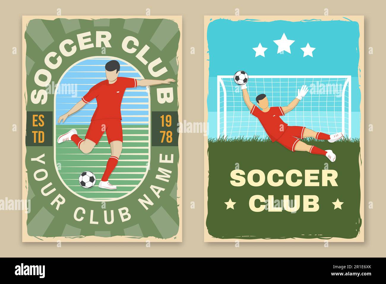 Set of soccer, football club retro poster, banner design. Vector ...