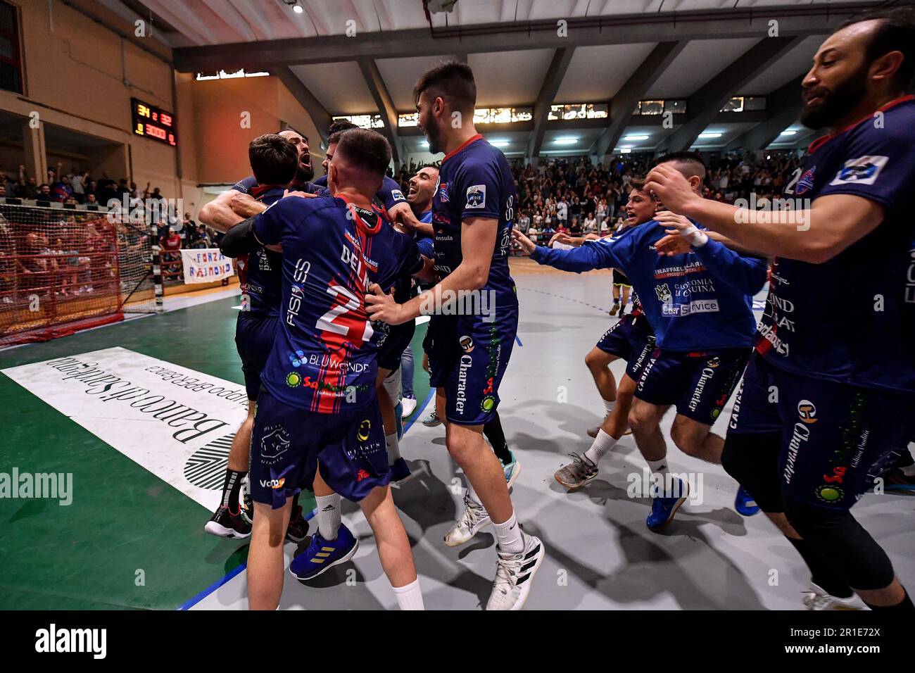 Sassari, Italy. 13th May, 2023. Team Raimond Handball Sassari, Ritratto ...