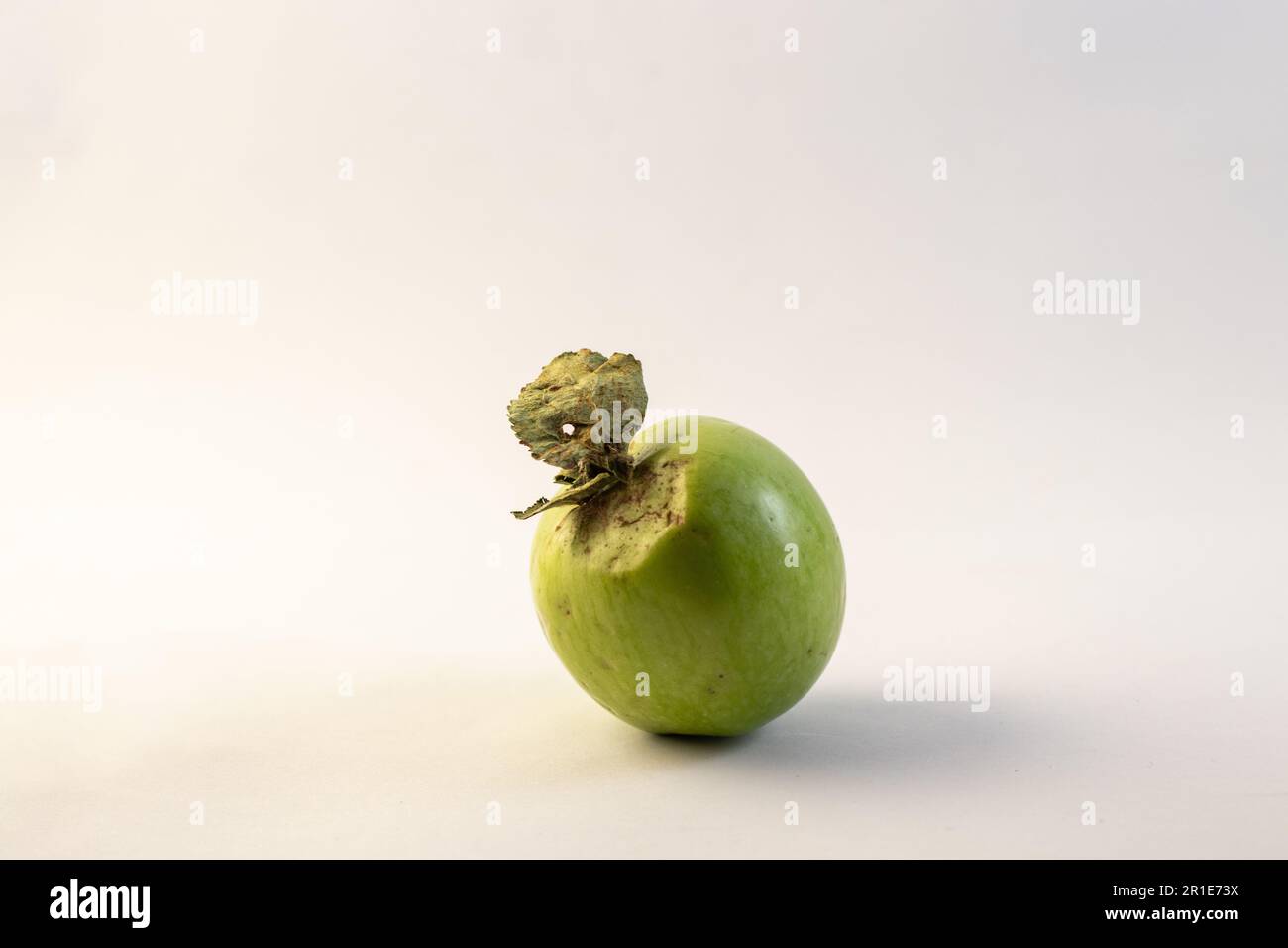 rotten green apple on a white background close-up Stock Photo - Alamy