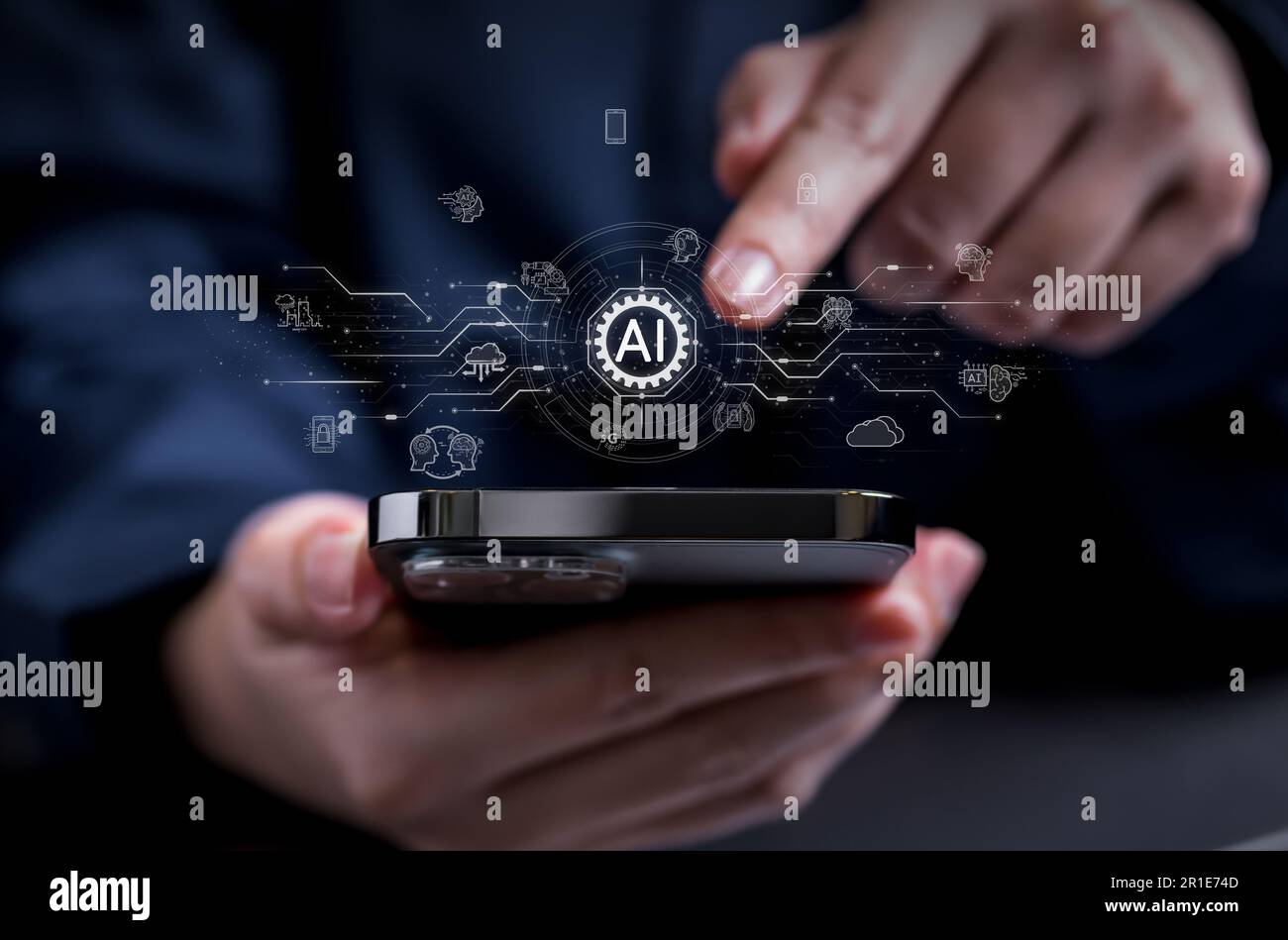 Businessman with smart Artificial Intelligence AI technology Stock ...