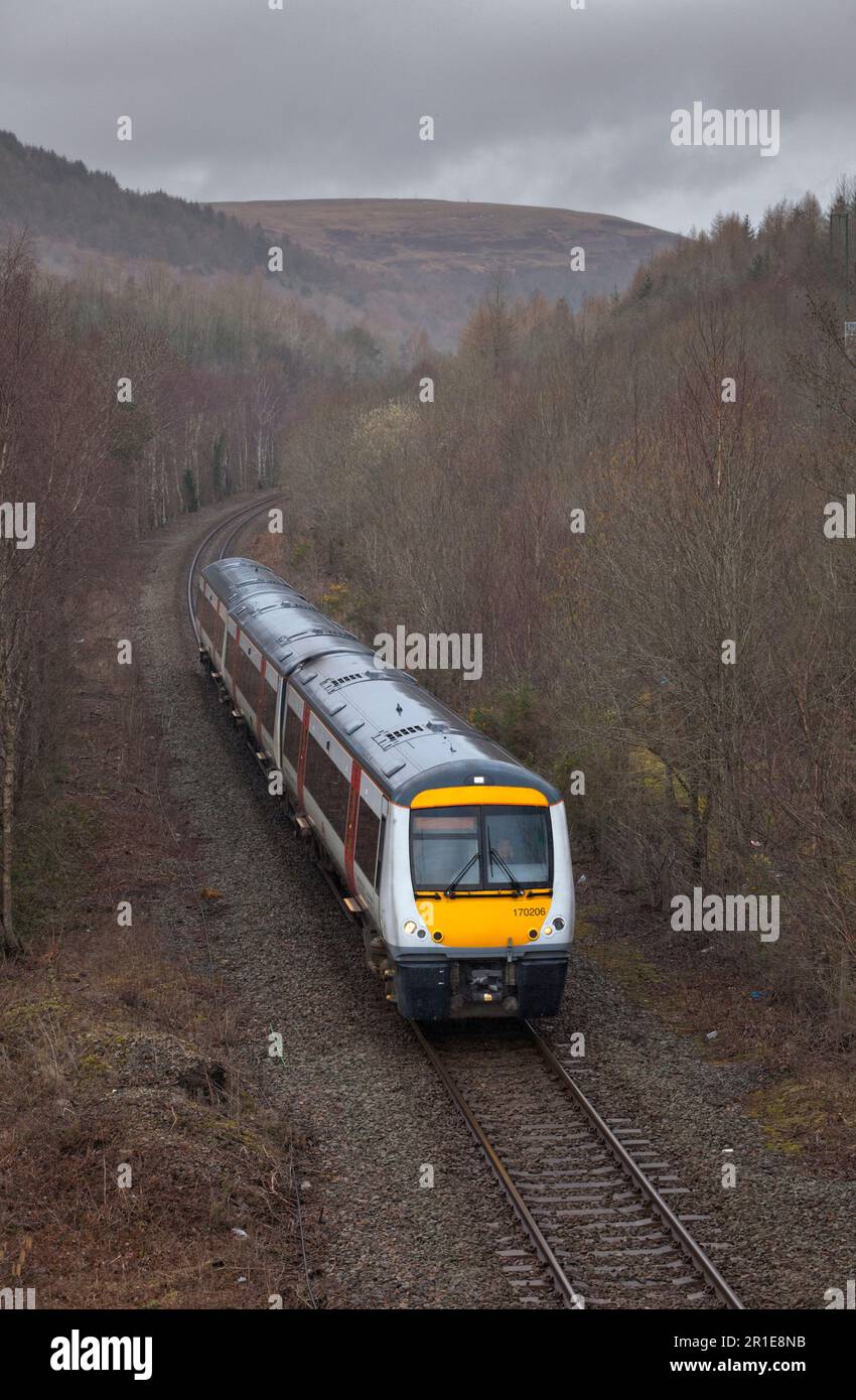 Transport For Wales class 170 turbostar train 170206 passing Cwm ...