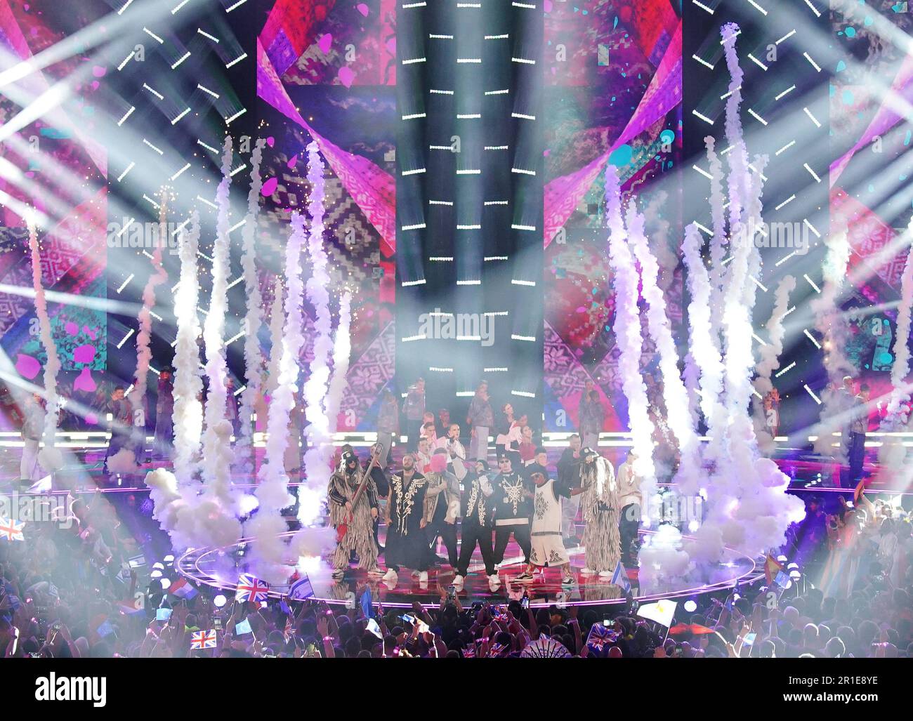 Kalush Orchestra, the 2022 contest winners, perform for the opening of ...