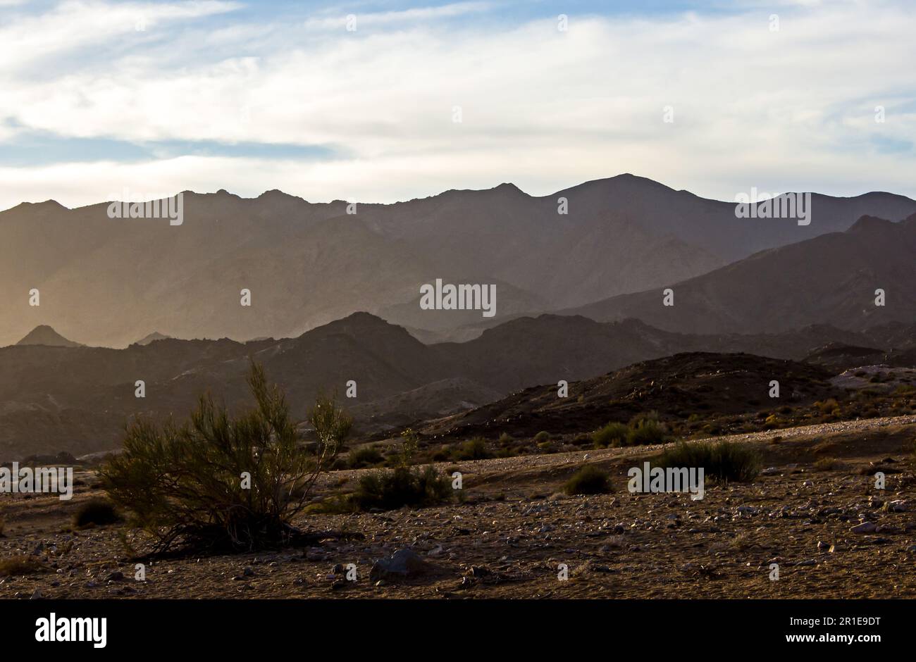 Early morning light giving the jagged mountains of the Richtersveld a ...