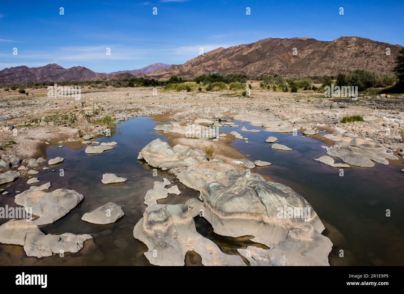 The Fish River, flowing through the mountains and rugged landscape of ...
