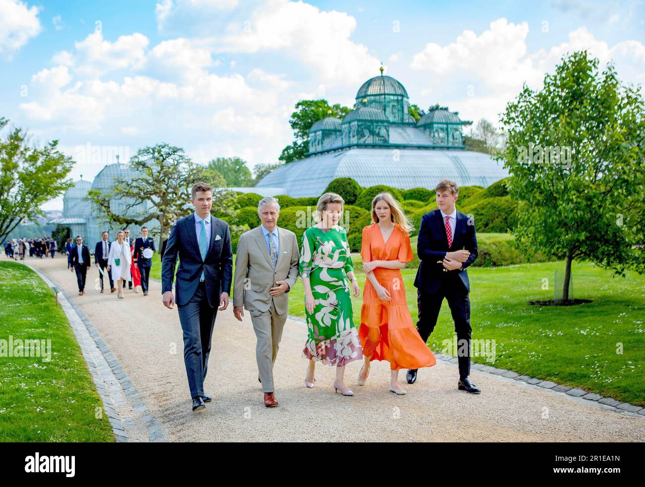 Brussel, Belgien. 13th May, 2023. King Filip, Queen Mathilde, Prince ...