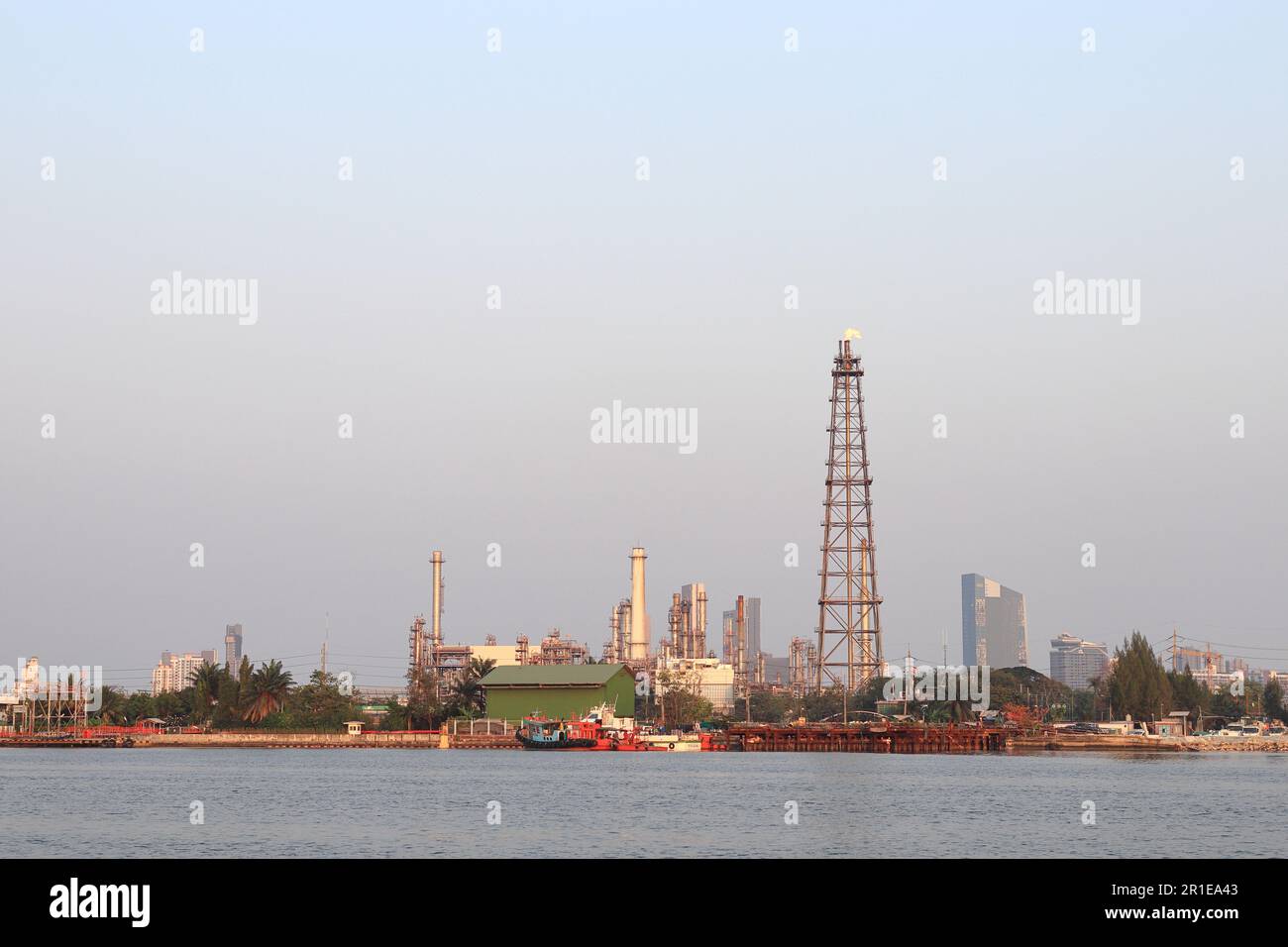 Industrial view, A equipment of oil refining, Oil and gas refinery area ...