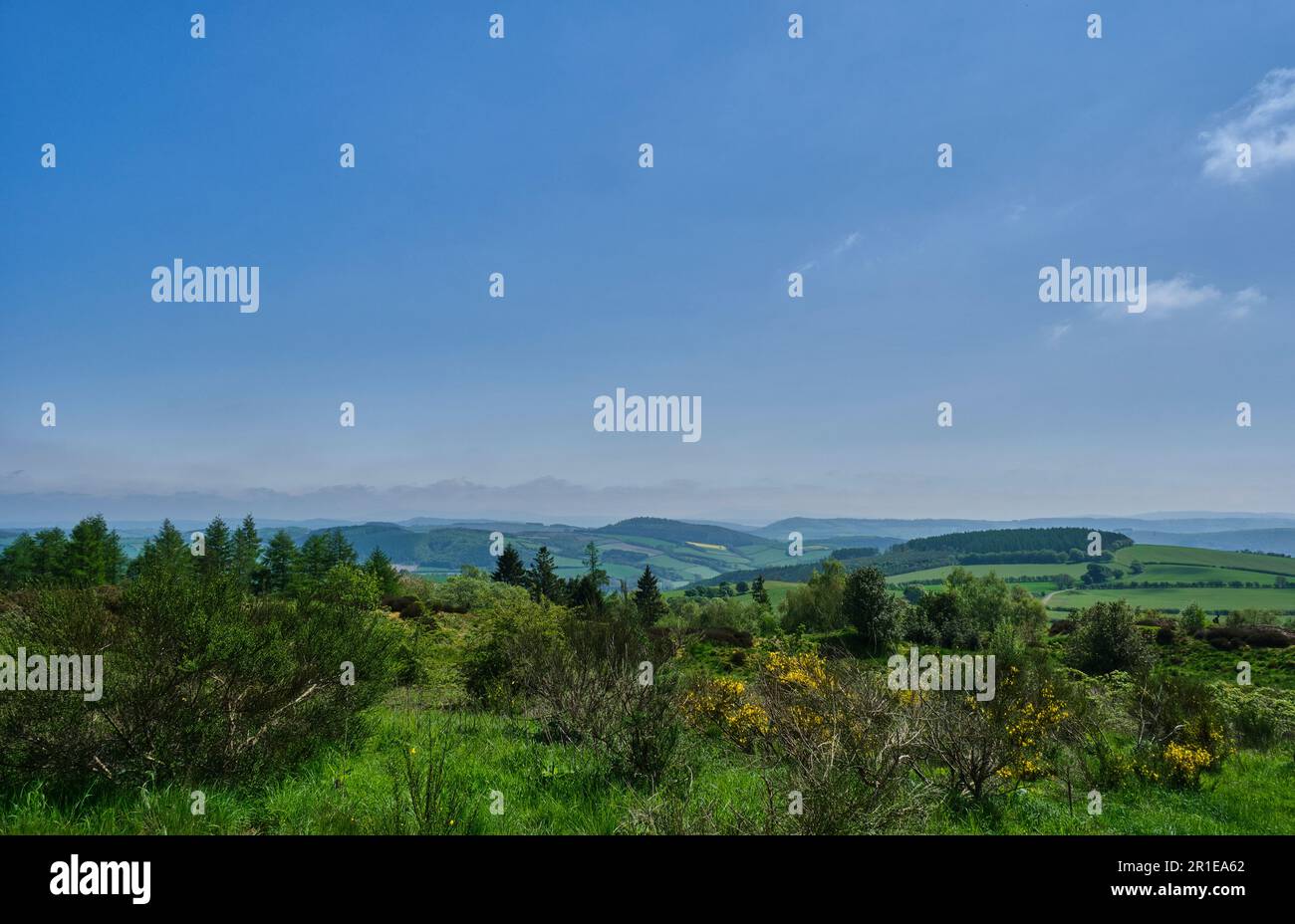 South Shropshire seen from Bury Ditches, Clunton, near Clun, Shropshire ...