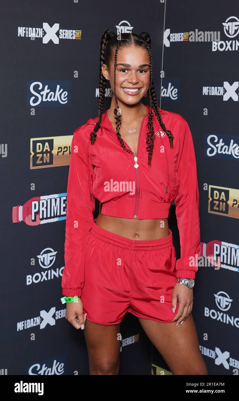 Tillie Amartey arriving for the KSI vs Joe Fournier boxing match at OVO ...