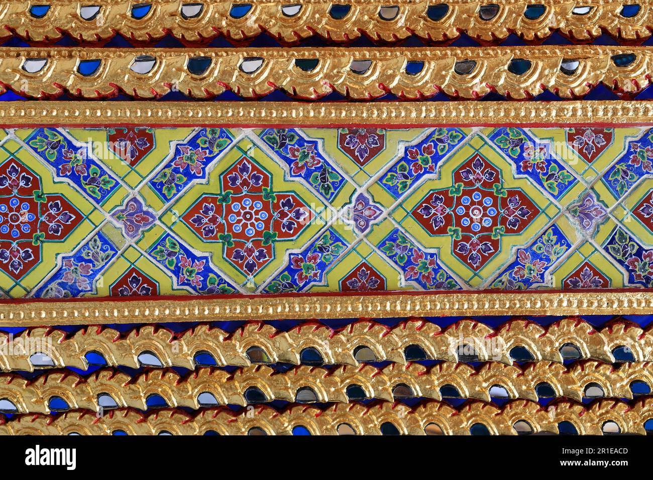 Beautiful detail of traditional Thai art decorated made from ceramic ...