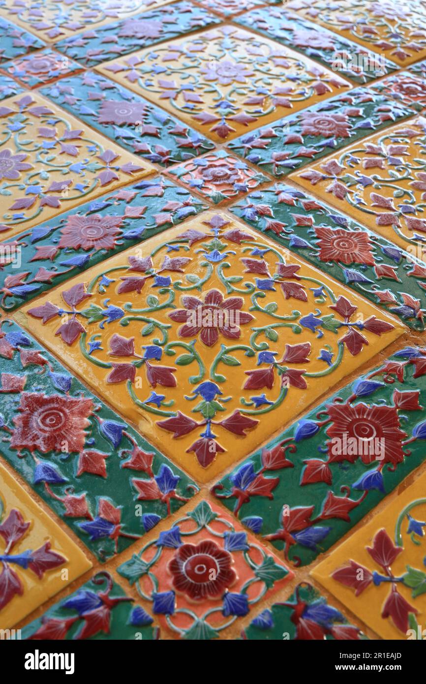 Beautiful detail of traditional Thai art decorated made from ceramic ...