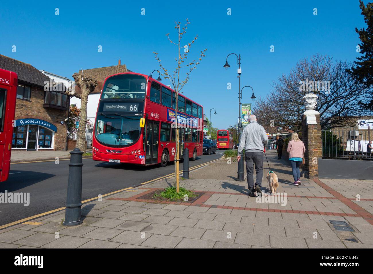Number 66 red london bus, Wanstead high street, london, uk Stock Photo ...