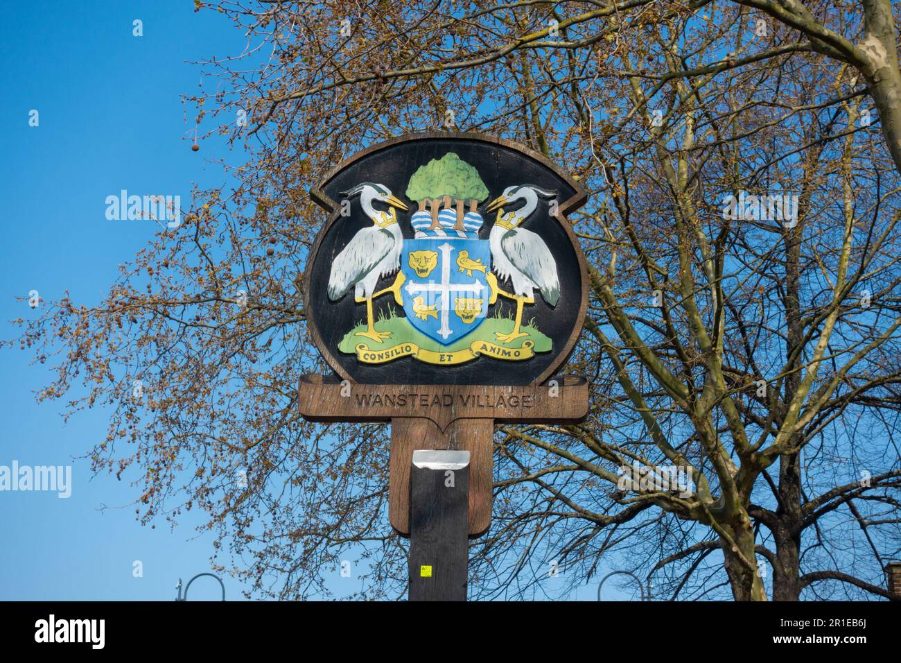 Wanstead village sign, high street, london, uk Stock Photo - Alamy