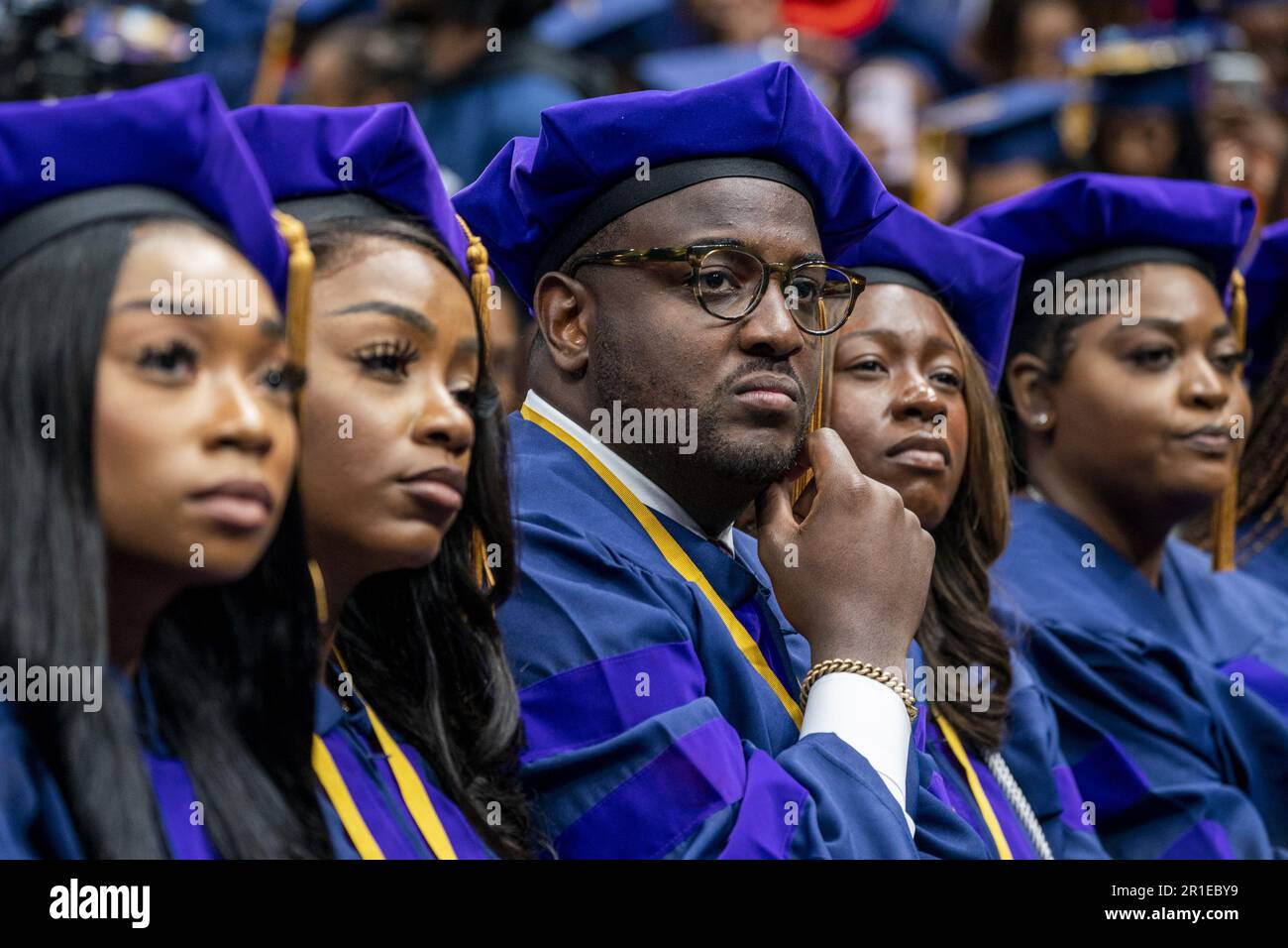 Washington, United States. 13th May, 2023. Graduates react during US ...