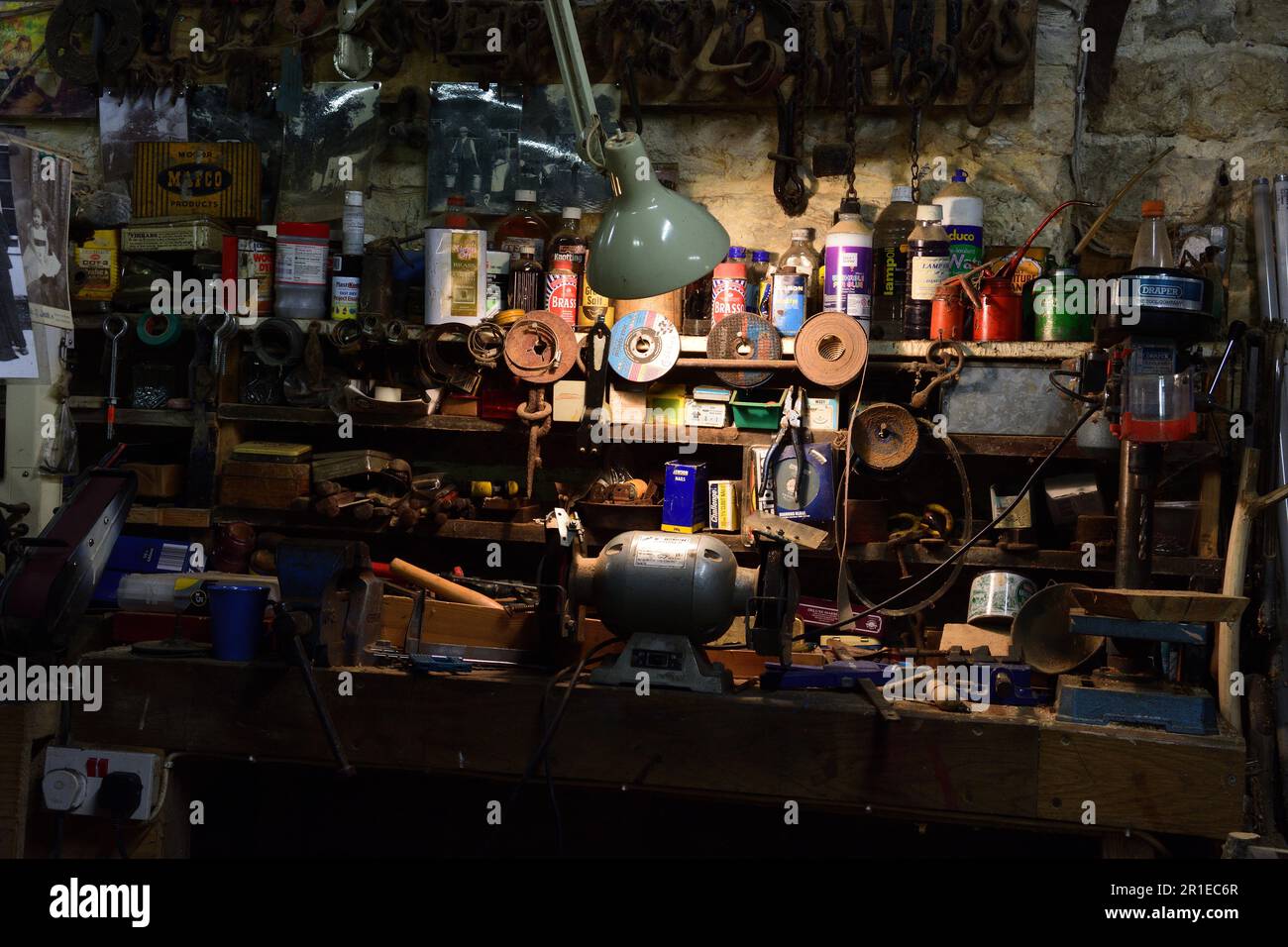 Busy cluttered workshop Stock Photo - Alamy