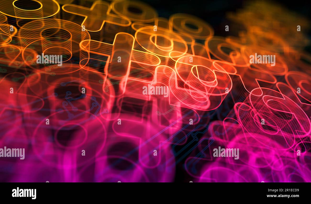 XOXO romantic love greeting and kiss digital cyber style symbol digital ...