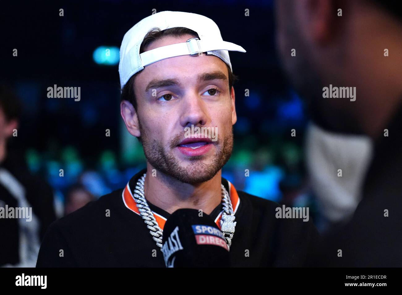 Singer Liam Payne being interviewed at the OVO Arena Wembley, London ...