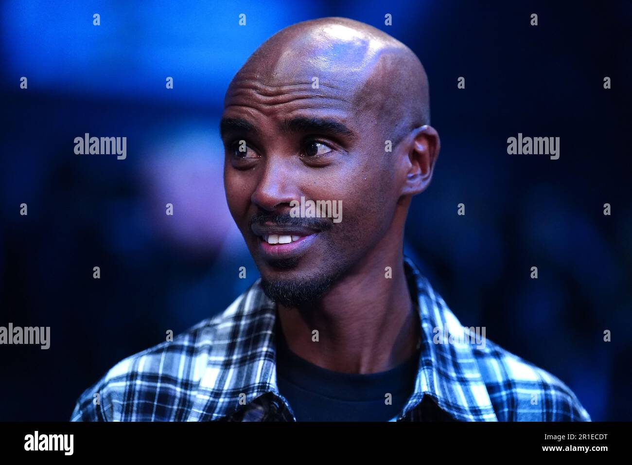 Sir Mo Farah being interviewed at the OVO Arena Wembley, London ...
