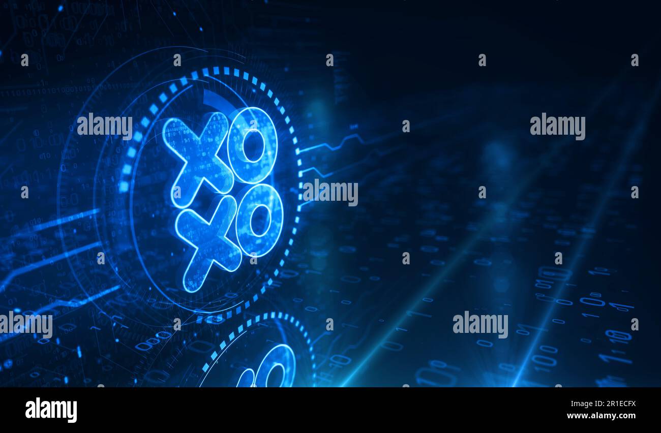 XOXO romantic love greeting and kiss digital cyber style symbol digital ...