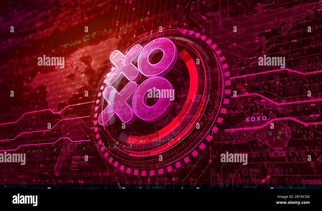 XOXO romantic love greeting and kiss digital cyber style symbol digital ...