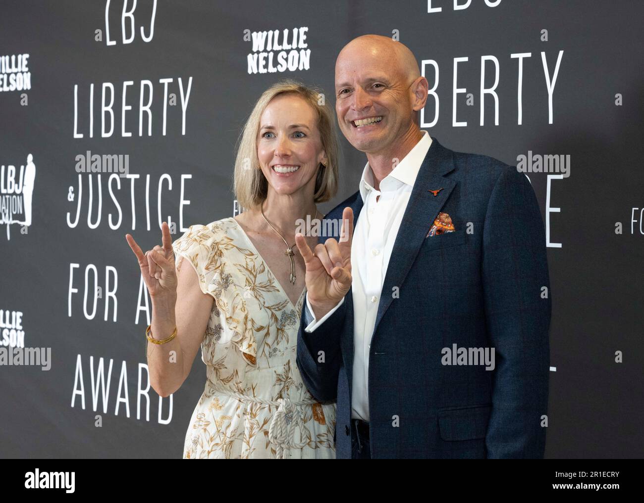 LBJ School of Public Affairs Director JR DESHAZO poses with his wife ...