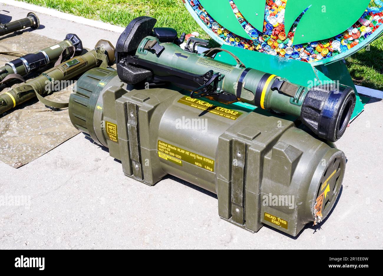 Samara, Russia - May 13, 2023: Used guided missile NLAW anti-tank ...