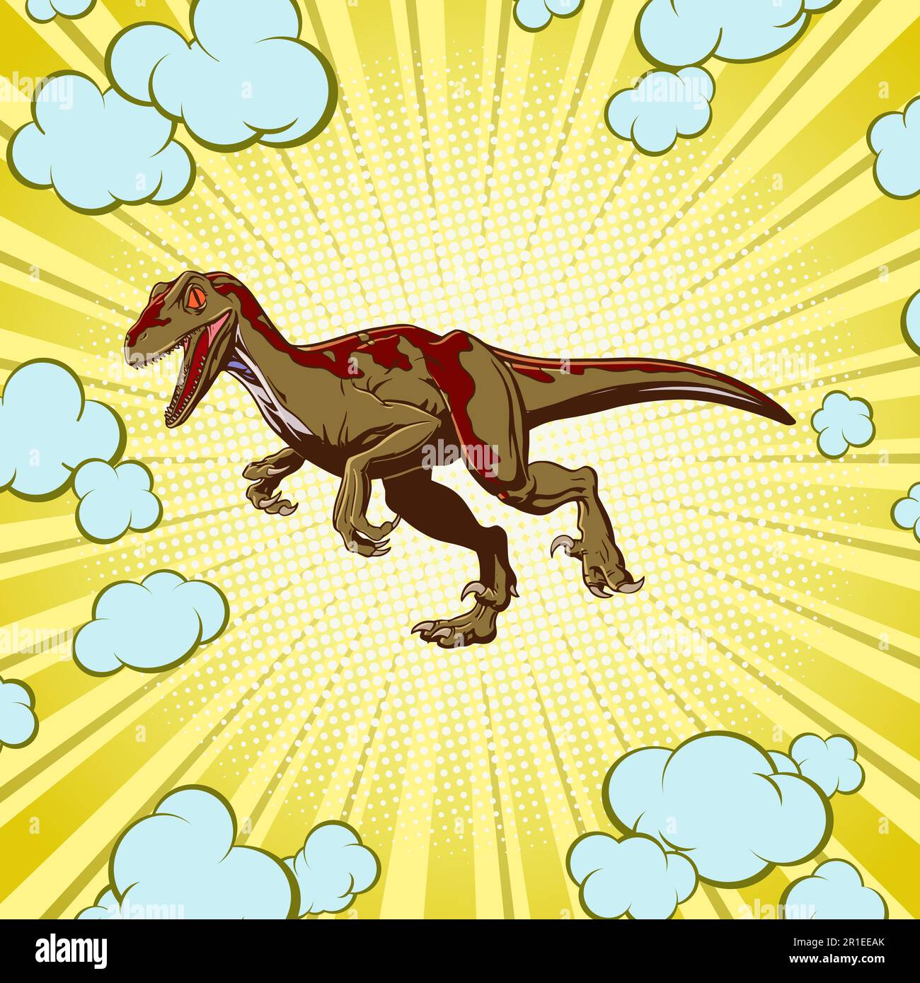 Dinosaur raptor concept in pop art style for print and decoration ...
