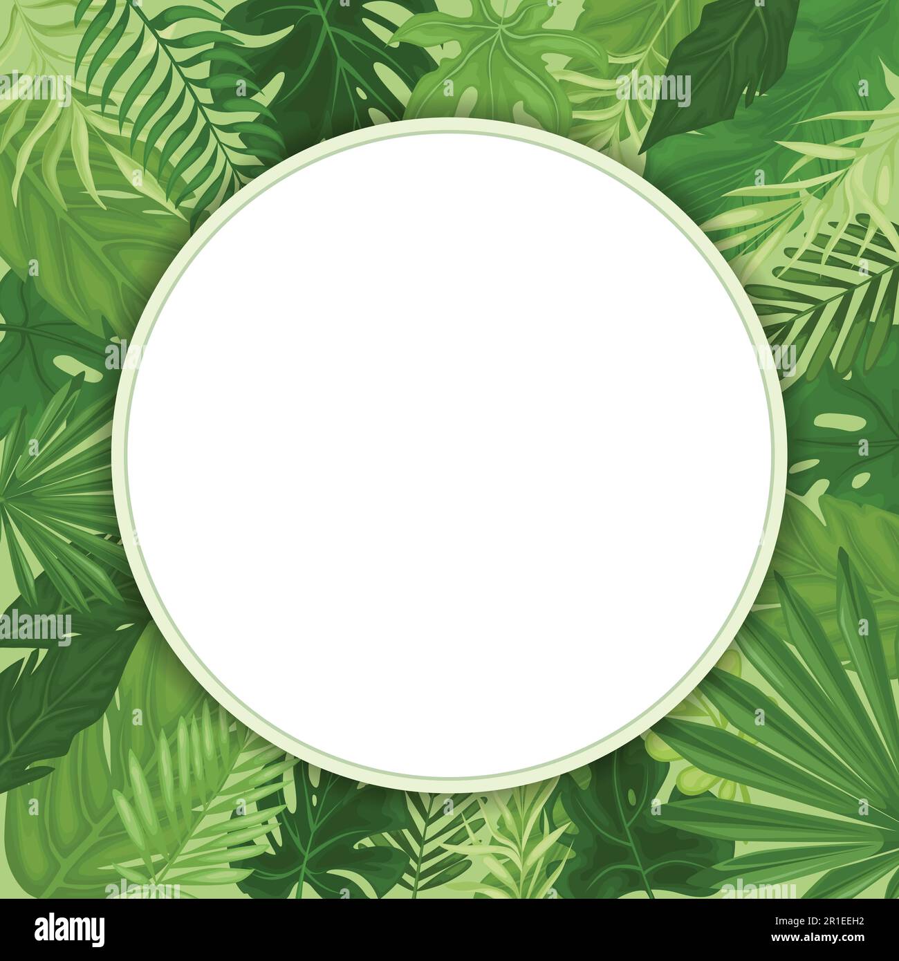 Tropical leaves in a round frame Stock Vector Image & Art - Alamy