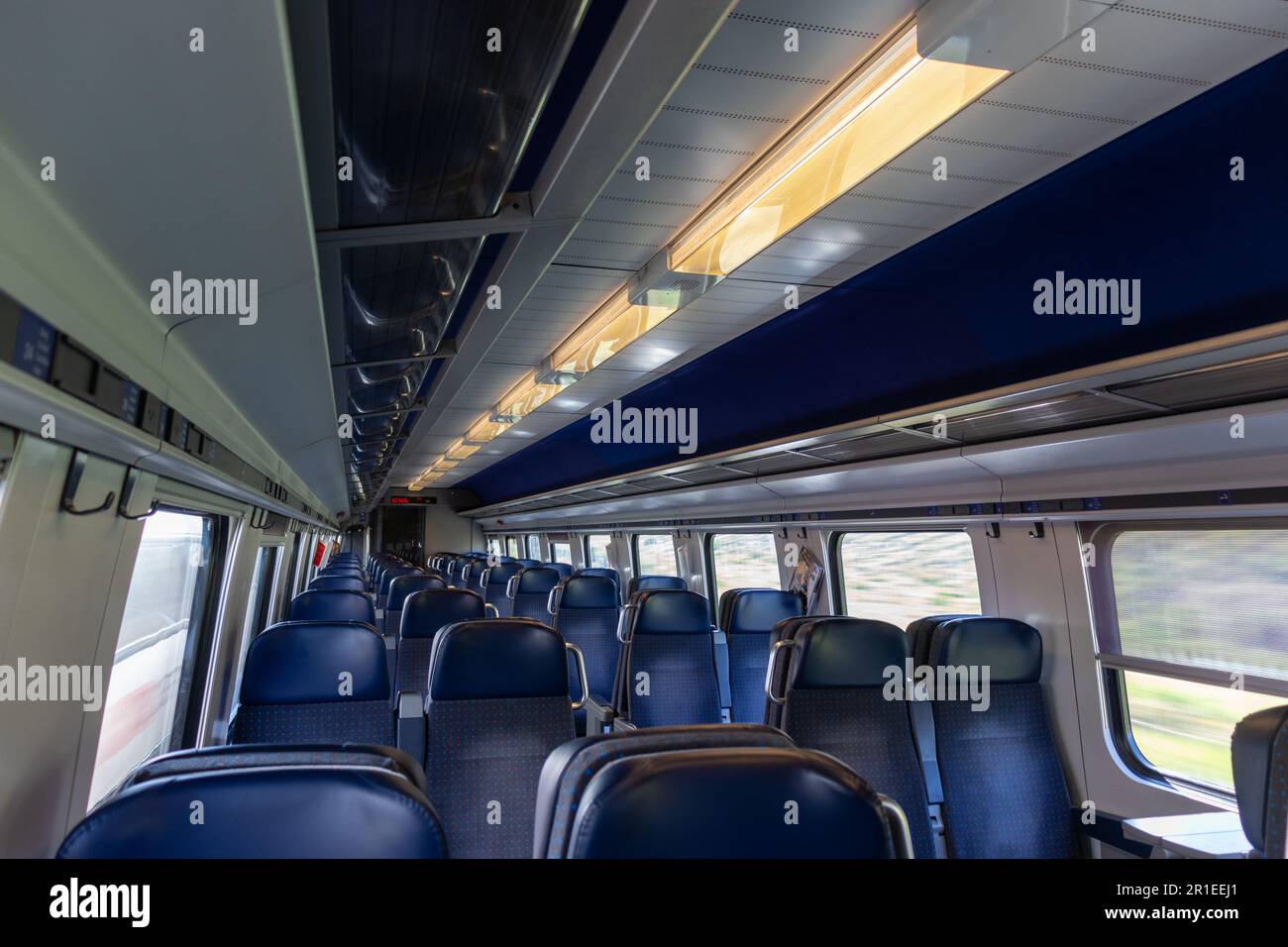 Bern, Switzerland - April 5 2020: Inside an empty train at in the ...