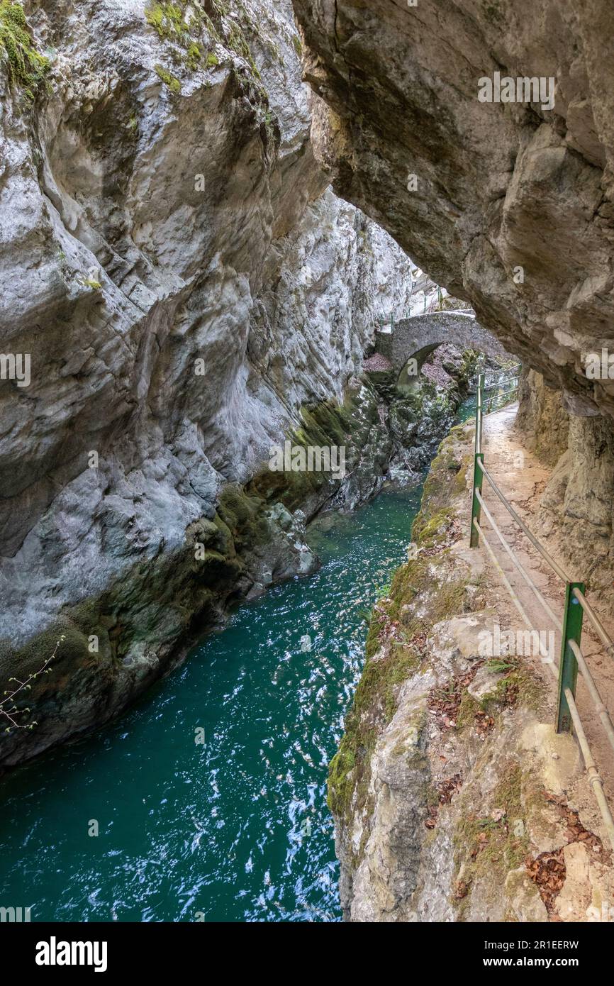 River In The Areuse Gorge Surrounded By Steep Cliffs Switzerland Stock River In The Areuse Gorge Surrounded By Steep Cliffs Switzerland Stock