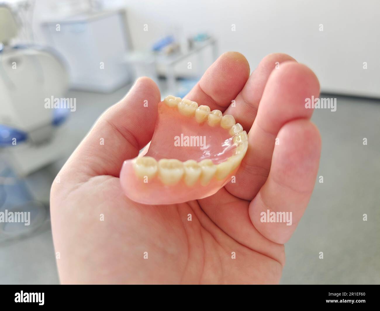 modern complete removable denture based on acrylic Stock Photo - Alamy