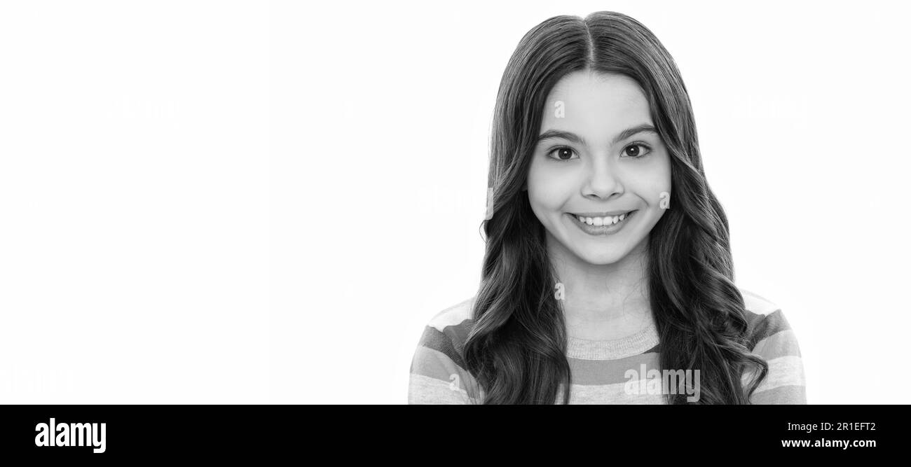 Happy smile on face. Smiling child face. Girl portrait isolated on ...
