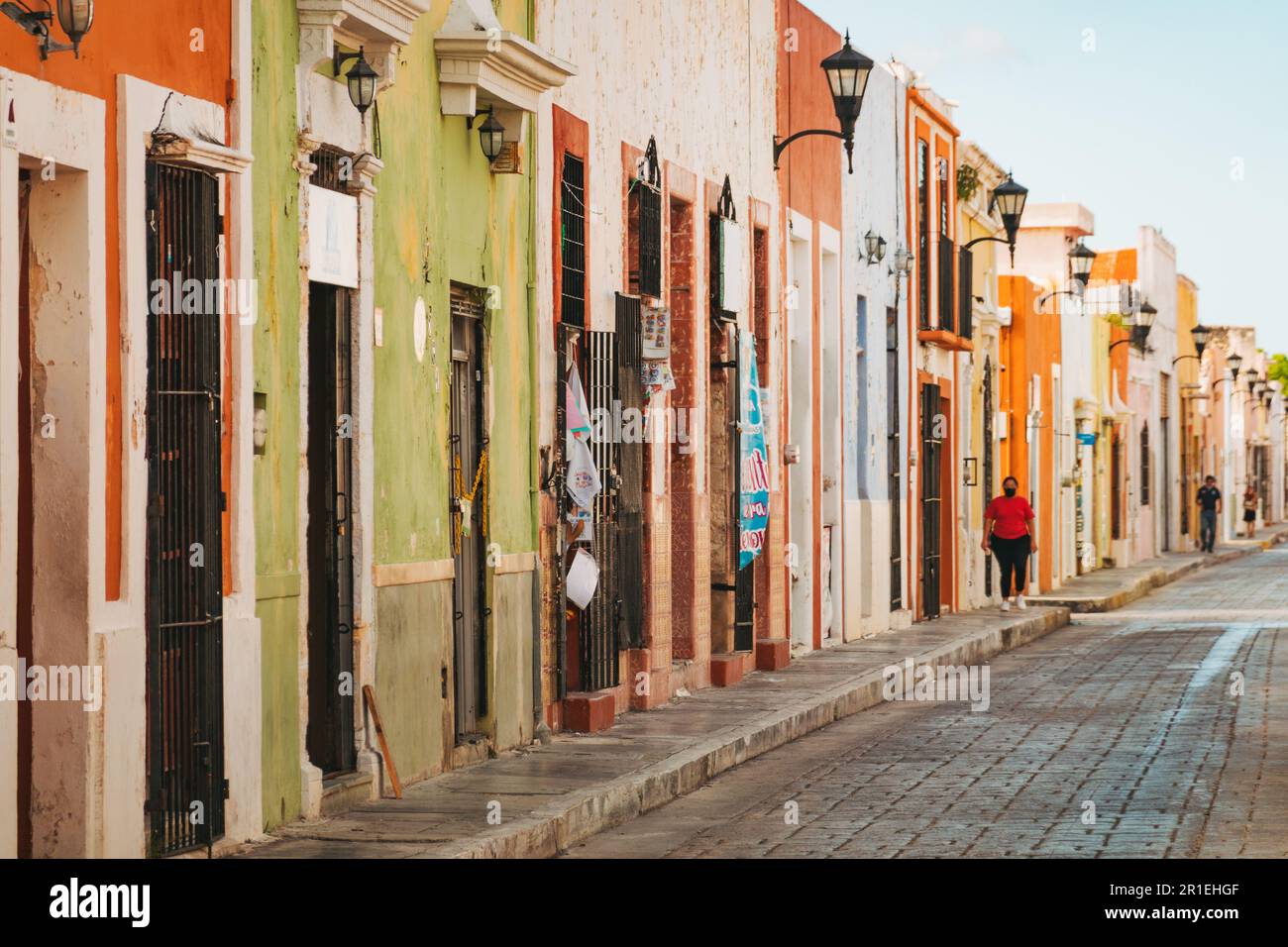 Spanish colonial buildings painted in various vibrant colors in the ...