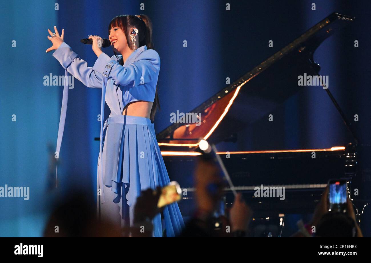 Liverpool, UK. 13th May, 2023. Alika Milova from Estonia sings "Bridges ...