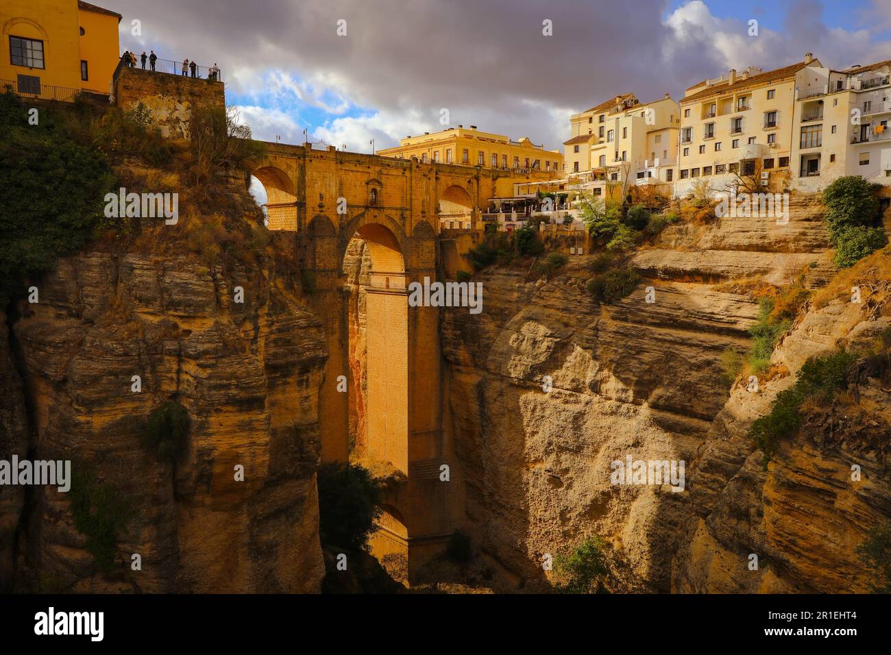 View of puente nuevo bridge at province of malaga hi-res stock ...