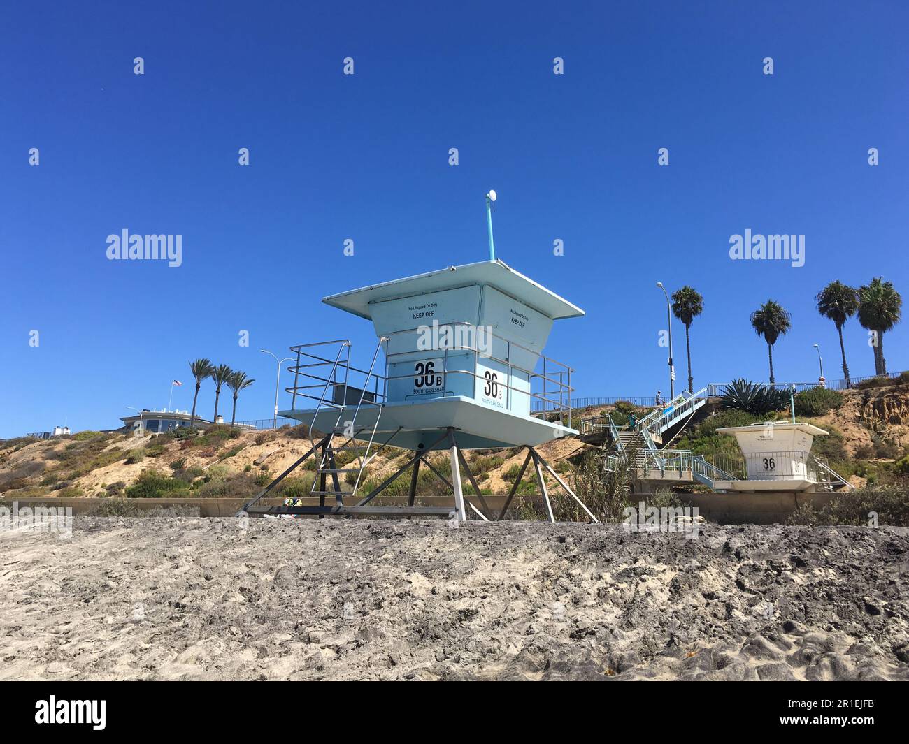Lifeguard tower at Carlsbad State Beach in Carlsbad, California, USA ...