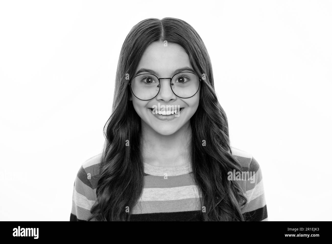 Happy girl face, positive and smiling emotions. Child little girl 12 ...