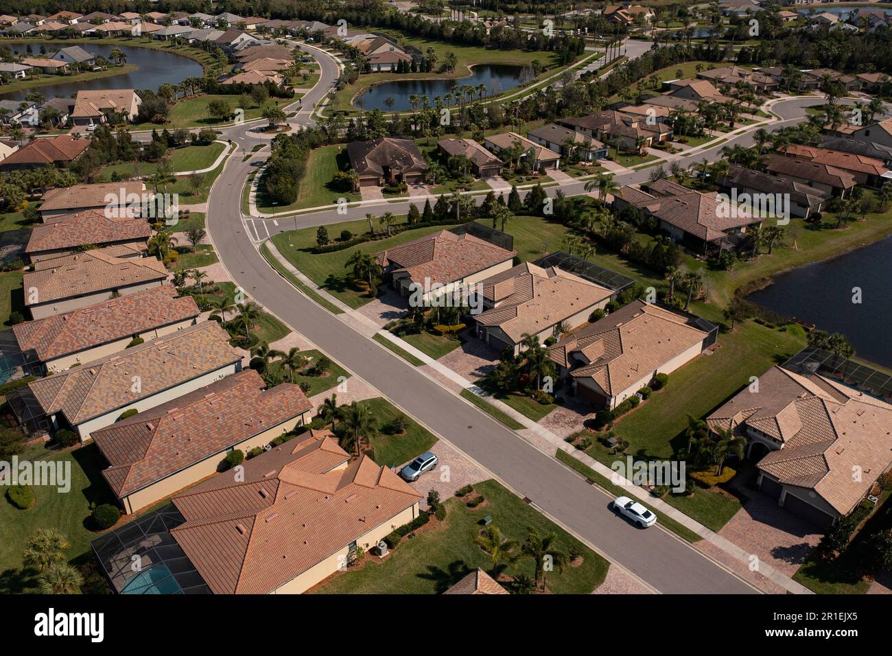 Aerial Views of Dell Webb Lakewood Ranch Community in Florida Stock ...