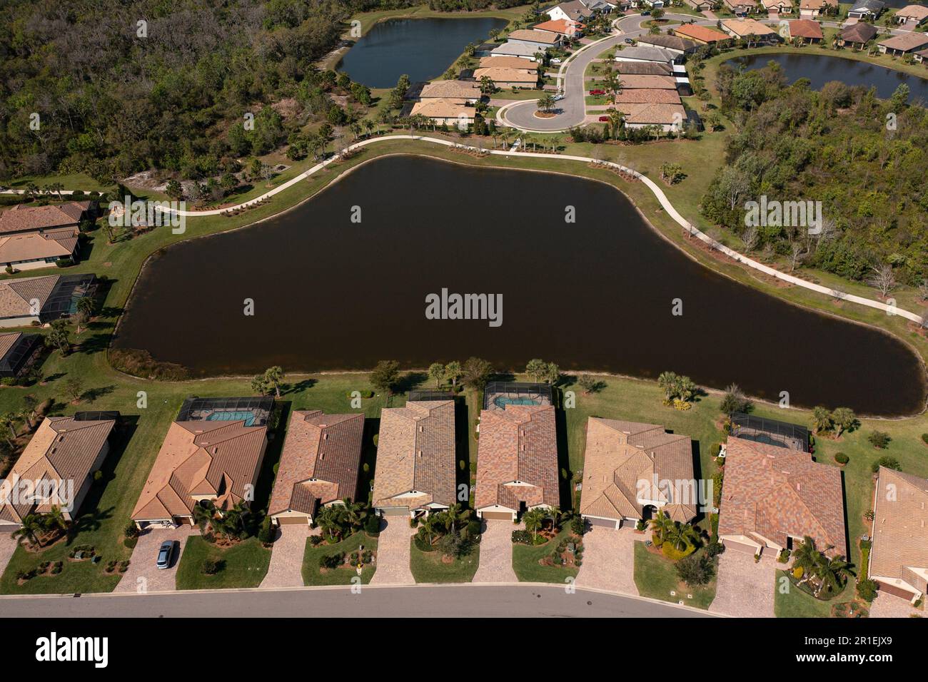 Aerial Views of Dell Webb Lakewood Ranch Community in Florida Stock ...